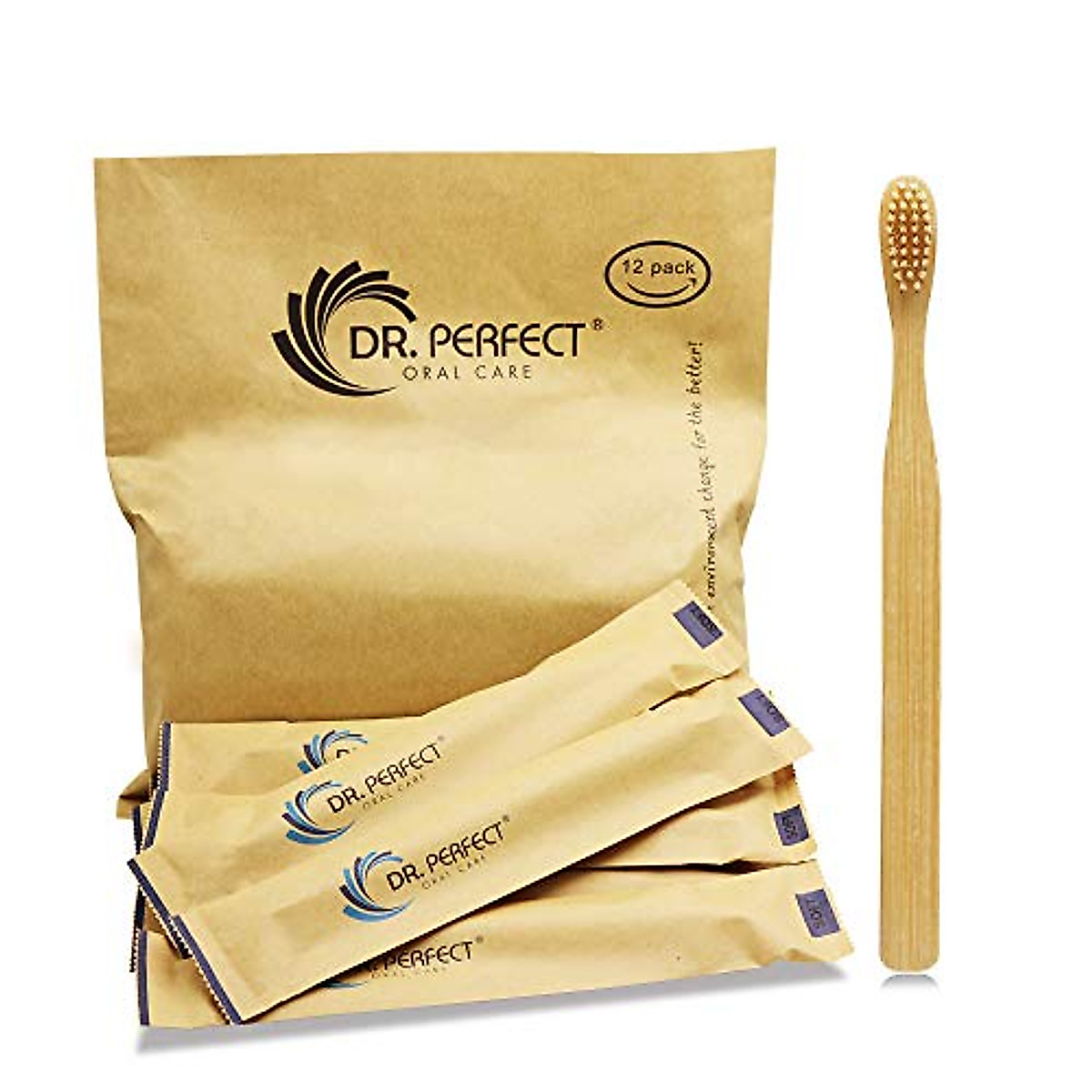 DR PERFECT Bamboo Toothbrush Soft Natural Bristles (12)