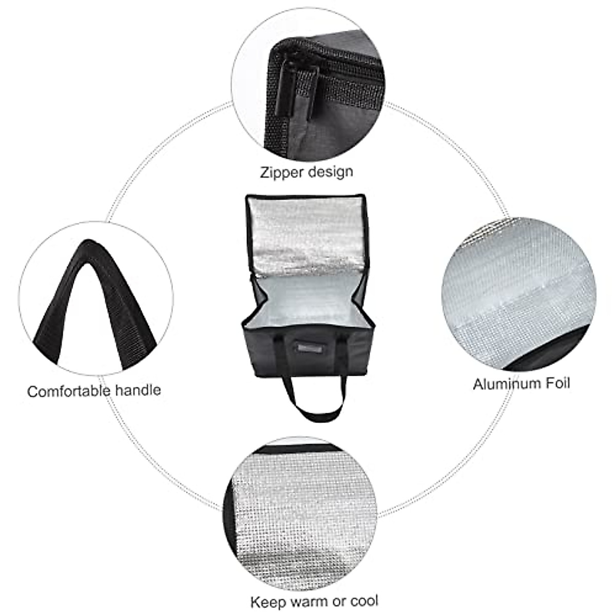 BESTonZON Insulation Bags Catering Bag Insulated Bag for Catering Insulated Shopping Bags Foldable Lunch Bag Portable Ice Pack Heat Bags for Food Collapsible Transport Tote Cooler Bag Large