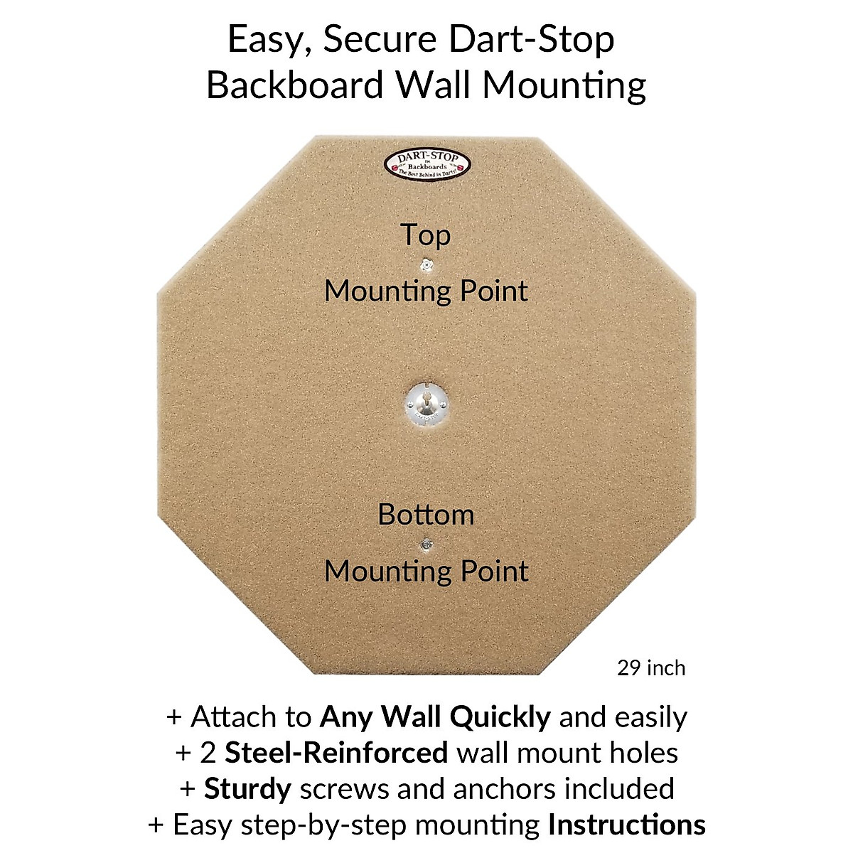 Dart-Stop 29 inch Black Octagon Pro Dart Board Backboard | Wall Protector | Dartboard Surround