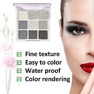 Black Smokey Eyeshadow Palette,9 Colors Glitter Black Silver Grey Brown Eyeshadow Palette,Long Lasting Waterproof Cool Toned Matte Eye Shadow Plattet with Eyeshadow Brush for Girls and Women （Set A）