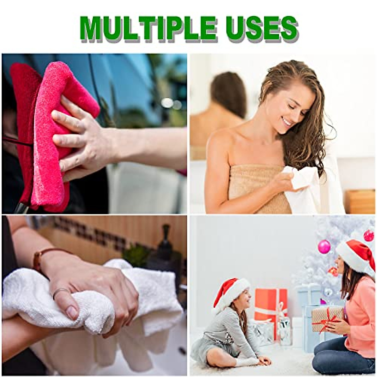 Afaris Christmas Hand Towels 16 x 25 Inch, Pure Cotton Soft Towels for Drying & Cleaning, Xmas Claus Snowman Trees for Bathroom Kitchen Wash Basin,Holiday Home Decor Set of 3(Red, White,Green)