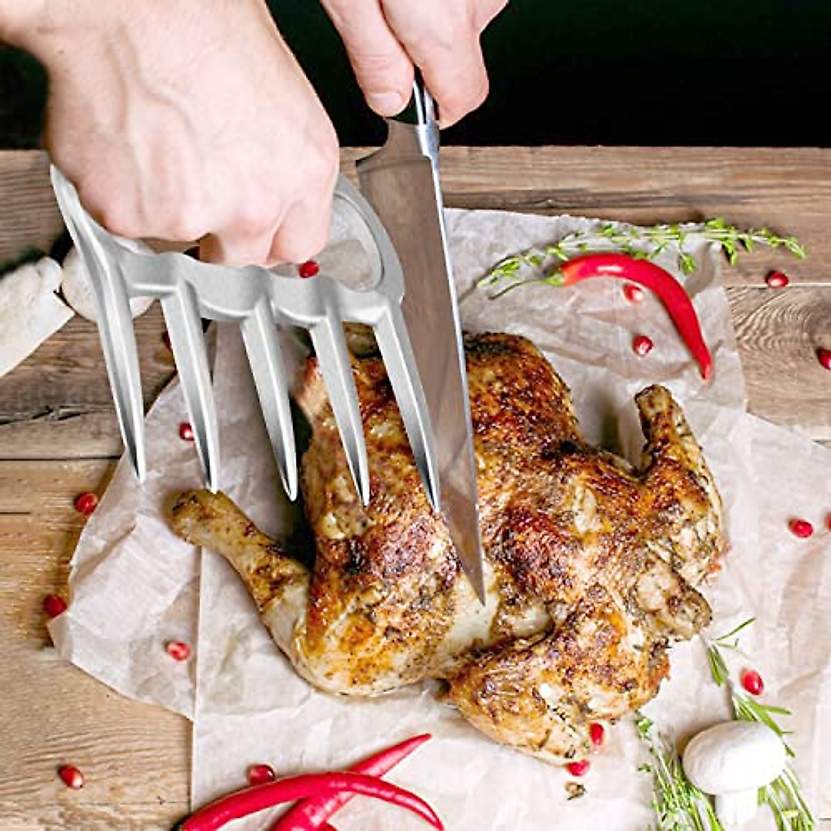 Meat Claws for Shredding Heavy Duty Meat Shredder Tool Meat Shredder Claws BBQ Tool for Shredding Meat, Smoker Accessories (Silver)