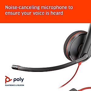 Plantronics Blackwire C3210 Headset Noise Cancelling Soundguard and Flexible Microphone Arm - Black