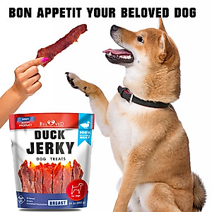 Duck Jerky Dog Treats - Human Grade Pet Snacks - Natural High Protein Meat Dried Strips - Best Chews for Training Small & Large Dogs - Bulk Soft Pack
