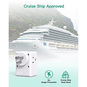 Outlet Extender Multi Plug Outlet - USB Wall Charger with 3 USB Ports (1 USB C), No Surge Protector Cruise Essentials for Ship and Travel, ETL Listed