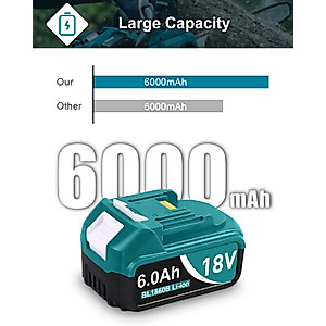 Twupixy Battery for Makita 18V Battery 6.0Ah, 4Pack Replacement Batteries Compatible with Makita 18 Volts Battery BL1860 BL1820 1830B 1840B 1850B, Fit with Original Makita 18V Battery Chargers Blue