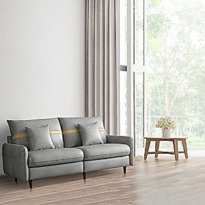 gefayluo 72.8 inch Sofa Couch Mid-Century 3-Seat Tufted Love Seat for Living Room Bedroom Office Apartment Dorm Studio and Small Space 2 Pillows Included (Silvery Gray)