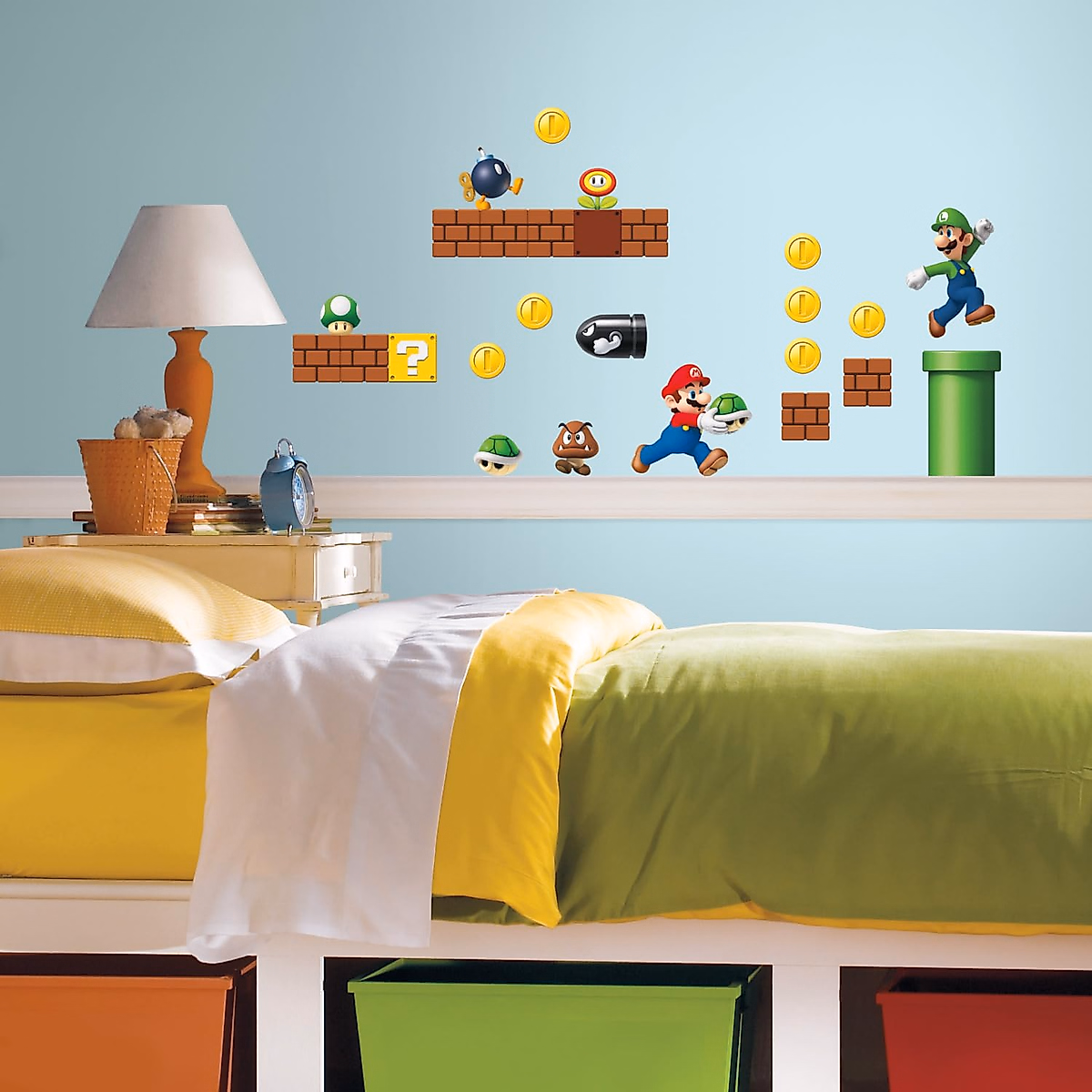 RoomMates RMK2351SCS Nintendo New Super Mario Bros Build a Scene Peel and Stick Wall Decals, Multicolored