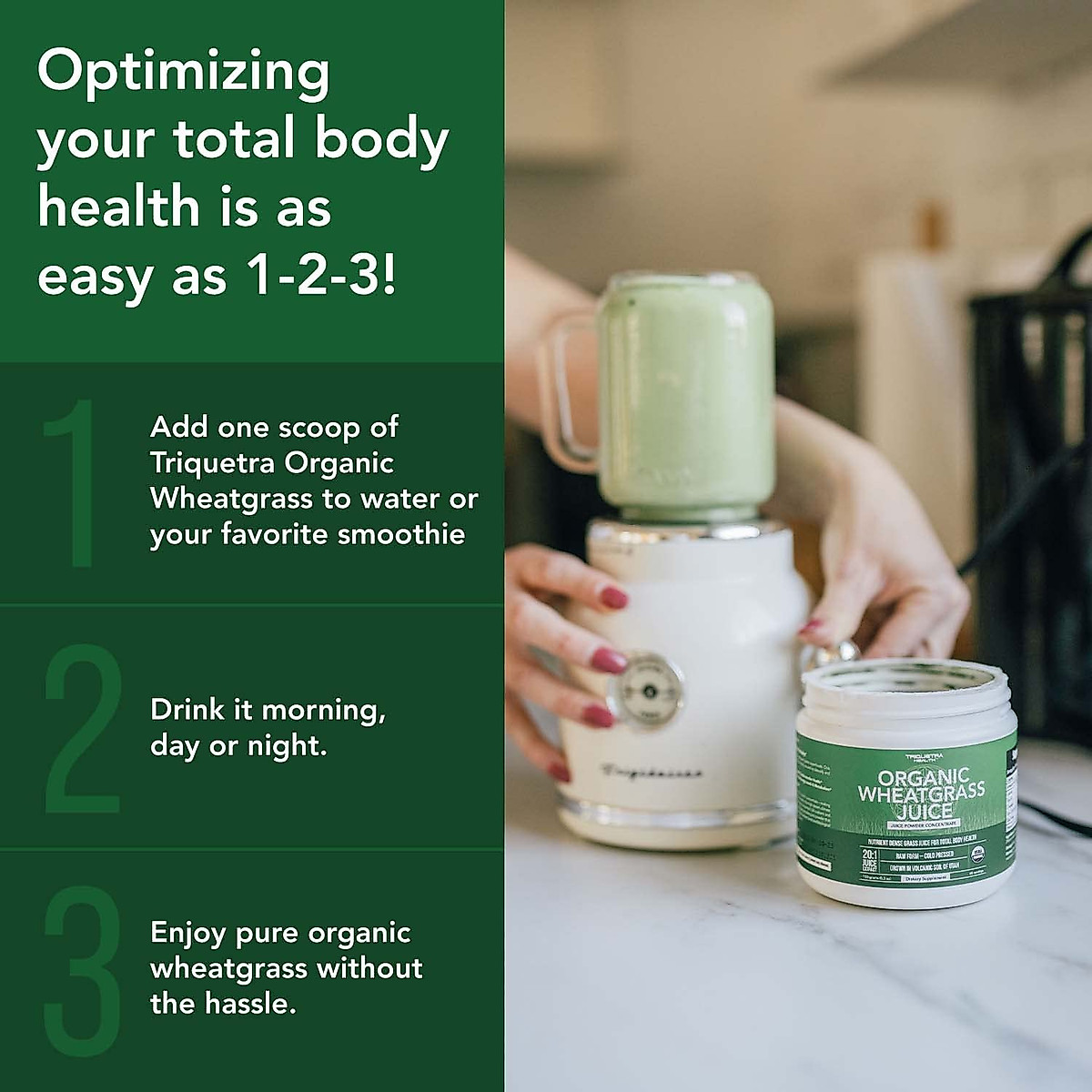 Organic Wheatgrass Juice Powder - Organic, Grown in Volcanic Soil of Utah - Raw BioActive Form, Cold-Pressed Then CO2 Dried, 20:1 Concentrate Juice Extract - Unflavored (5.3 oz – 50 Servings)