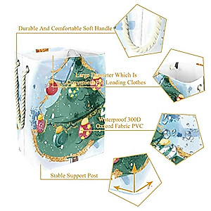 Inhomer Christmas Tree Large Laundry Hamper Waterproof Collapsible Clothes Hamper Basket for Clothing Toy Organizer, Home Decor for Bedroom Bathroom