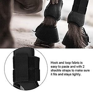 Zerodis Horse Leg Guard, 2 Pair PU Shell Horse Front Back Leg Guard Boot Wrap Protective Boots Horse Fly Protection Leg Guards Set During Jump(M Black)