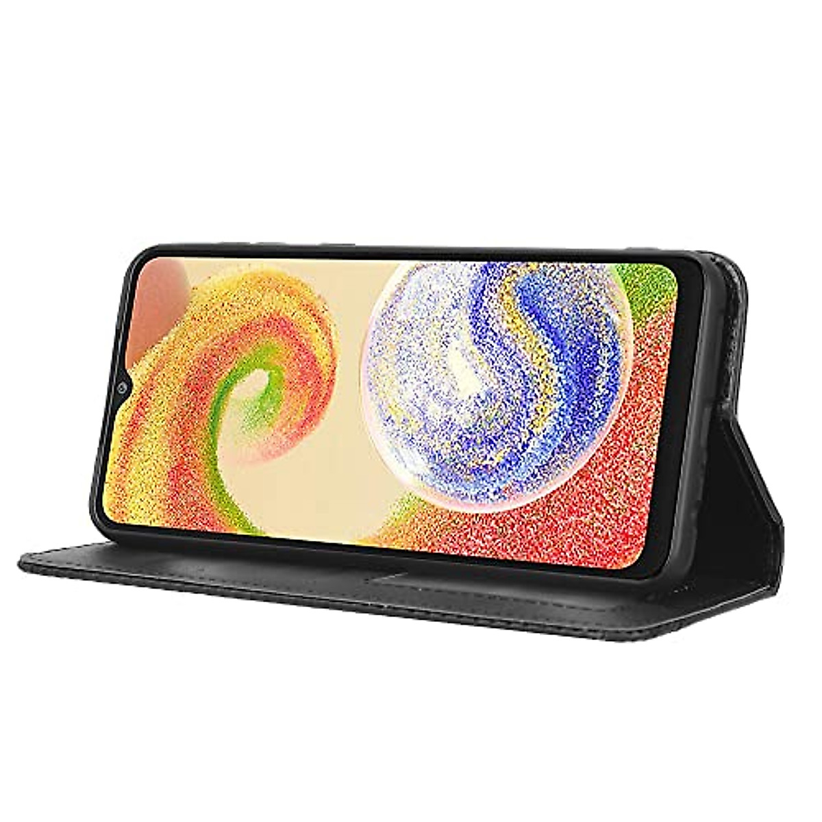 for Samsung Galaxy A04 Magnetic Buckle Vintage Leather Case with Kickstand Card Holder Slot All-Round Protection Phone case Anti-Drop for Samsung A04 Galaxy A 04 (Black,Samsung Galaxy A04)