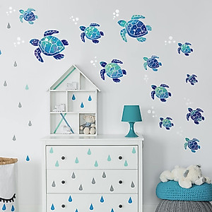 Zonon 24 Pieces Sea Turtle Stickers Wall Decals for Bathroom Ocean Turtle Vinyl Stickers Underwate Waterproof Removable Turtle Decals Decoration for Bedroom Home Office Living Room Nursery Toilet