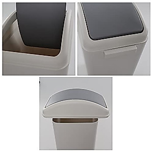 CadineUS 4.2 Gollon Plastic Trash Can with Swing Lids, Grey Garbage Bin Set of 3