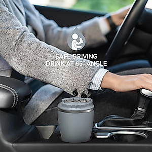 Ideus 14oz Stainless Steel Leak Proof Tumbler, Insulated Coffee Mug with Lid and Straw, Spill Proof Travel Coffee Cup, Double Wall Vacuum Flask for Adult Men and Women, Ultimate Gray