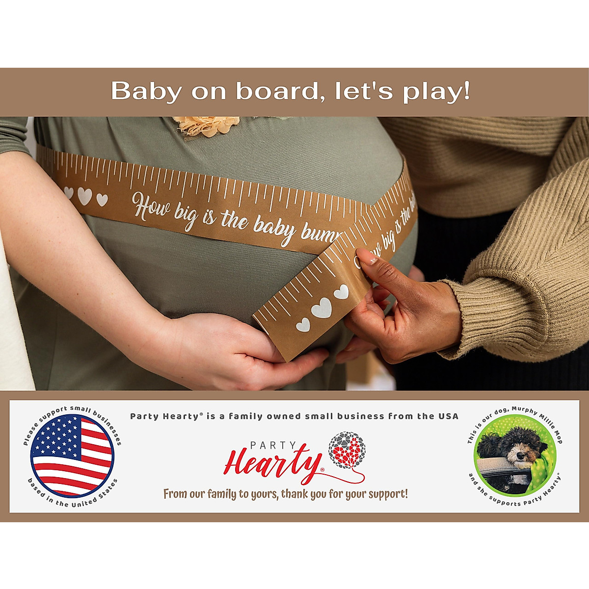 Party Hearty Funny Baby Shower Games for Girl or Boy Activities, 2 Rolls, 2 inches x 150 feet, Kraft Tummy Measure, Fun & Easy Idea