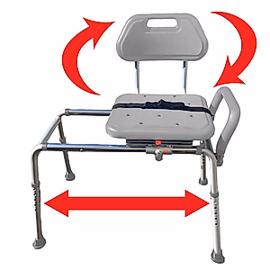 Gateway Premium Sliding Shower Chair Bath Transfer Bench with Swivel Padded Bath Tub Seat for Tubs and Shower, For Handicap & Seniors Mobility & Daily Living, Gray