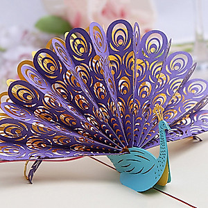 tbpersicwT Greeting Card Creative Peacock 3D Pop Up Paper Greeting Card Festival Birthday Christmas Gift Blue
