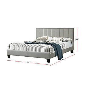 Grey Polyfiber Upholstered Cal. King Size Bed