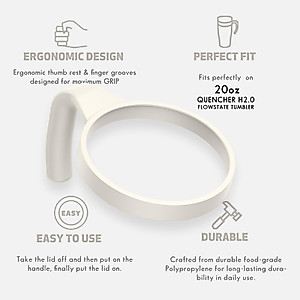 Handles For Stanley 20oz Quencher H2.0 FlowState Tumbler, Stanley Cup Accessories 20 oz, Stanley Cup Handle Attachment, Anti Slip, Car Cup Holder Friendly, Improved Grip, Pack of 2(Cream, 20oz)