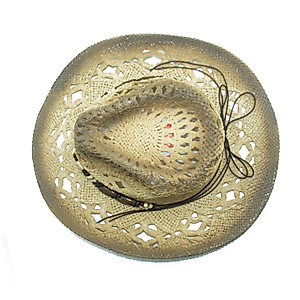 Western Toyo Straw Cowboy Hat, Shapeable w/Stylish Beaded Concho Band