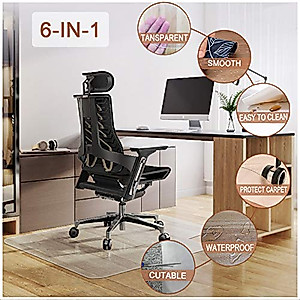 YOUKADA Office Chair Mat with Lip for Hardwood Floor, Transparent Floor Mats for Rolling Chairs, Wood/Tile Protection Mat for Office & Home (34" x 43'')