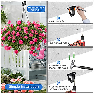 Elesunory 50 Pack Stainless Steel Under Shelf Hooks, Screw Mounted Ceiling Hooks, Under-Shelf Towel/Robe Clothes Hook, Heavy Duty Black Ceiling Hooks for Bathroom Kitchen Cabinet Garage