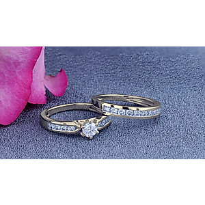 Dazzlingrock Collection 1.15 Carat (Ctw) DGLA Certified Round Lab Grown White Diamond Solitaire with Accent Vintage Bridal wedding Ring Set (Center Stone 0.50 Carat) in 14K Yellow Gold, Size 8.5