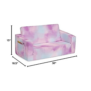 Delta Children Cozee Flip-Out Sofa - 2-in-1 Convertible Sofa to Lounger for Kids, Pink Tie Dye