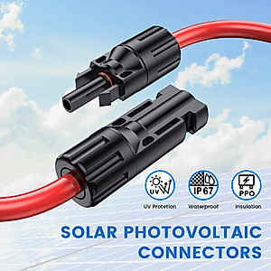 MOSWAG Solar Cable 3FT 12AWG Solar Panel Extension Cable, MC4 Extension Cable with Male and Female Connectors for Solar Panel Connector, Solar Controller, Battery