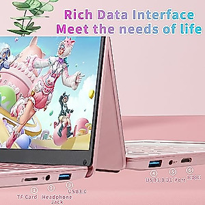 【Win 11 Pro/Office 2019】 4K Laptop 14" Narrow Bezel UHD (3840x2160) IPS Display, Celeron N5095 CPU, 16GB RAM, 512GB SSD, Color Backlit KB, Fingerprint Reader, WiFi, HDMI, Rose Gold(16G+512G)