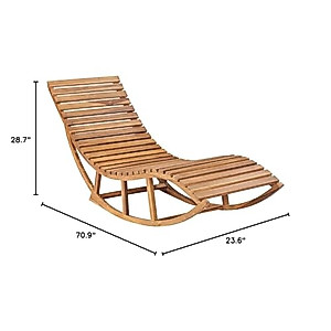 BaraSh Rocking Sun r with Cushion Patio Swivel Rocker Chairs Wooden Recliner Wood Outdoor Chair Wicker Rocking Chair Solid Teak Wood