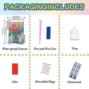 Hydrangea Diamond Painting Kits for Adults-Flowers Diamond Art Kits for Adults,5D Diamond Painting Flowers,DIY Full Drill Diamond Painting Flower Gem Art and Crafts 12x16inch