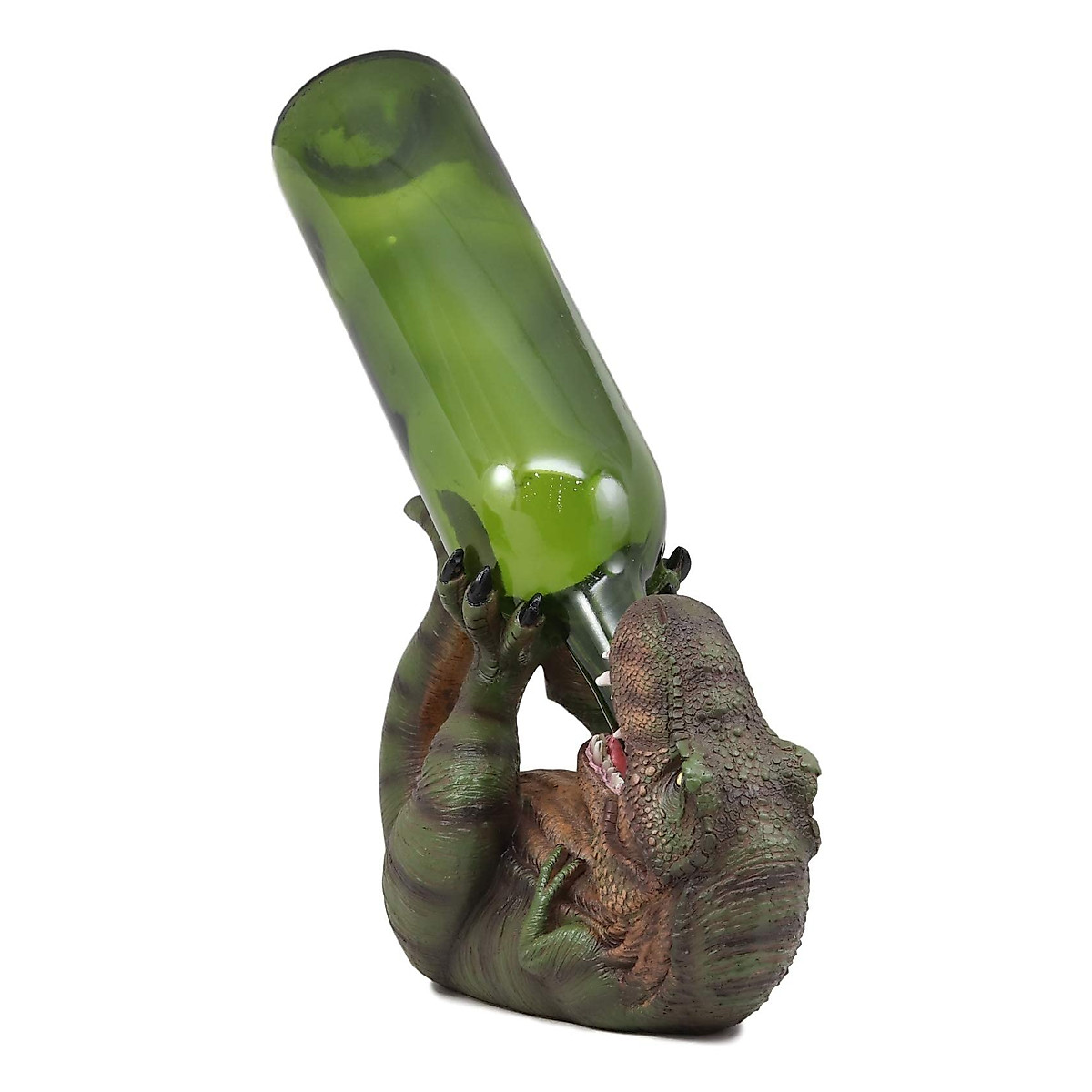 Ebros Dino Wino Prehistoric Dinosaur Thirsty T-Rex Wine Bottle Holder 9.25" Long Caddy Figurine Jurassic Era Trex Statue Kitchen and Dining Decor Party Hosting Prop Tyrannosaurus Rex Dinosaurs