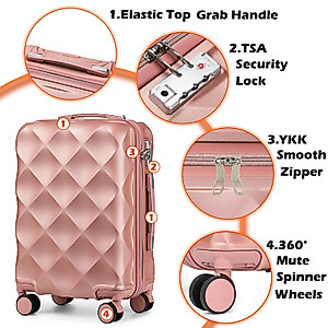 Somago Carry-On Hardside Lightweight 20-Inch Luggage Trolley Suitcase 4 Silence Spinner Wheels ABS, TSA Lock & Airline Approved