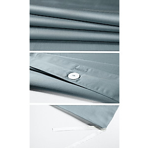 Solid Color Egyptian Cotton Duvet Cover Luxury Bedding Set High Thread Count Long Staple Sateen Weave Silky Soft Breathable Pima Quality Bed Linen (Queen, Stormy Sea)