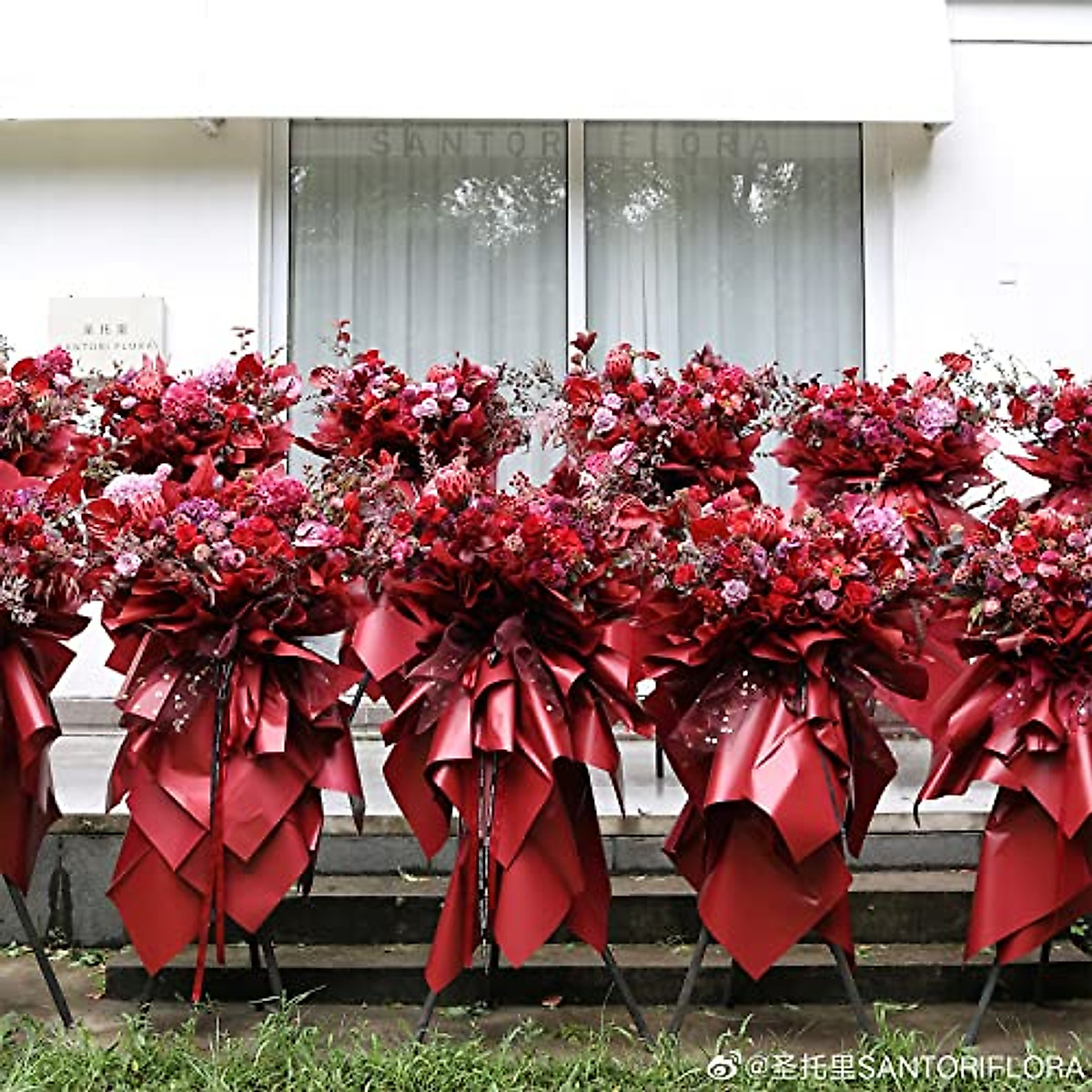 HYSSINOWRAP 40 sheets 4 colors Double sided color packaging flower wrapping paper gift wrapping paper DIY gift wrapping paper 23.6X23.6 Inch (007) (1-RED AND BLACK SERISE)