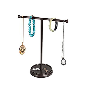 ALUCSET 2 Pack Metal Modern Hand Towel Holder Rack Stand with Base for Bathroom Kitchen Vanity Countertops to Display and Store Small Towels or Washcloths (Coffee, Set of 2)