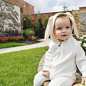 Simplee kids Animal Bunny Baby Easter Clothes Long Ear Rabbit Hoodie Romper with Zipper