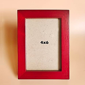 KELE MODEL 4x6 Picture Frames RED Solid Wood Frame, Plastic Panel (Film Needs to be Removed) Table or Wall.Front Window Opening 3.5x5.5 inch.