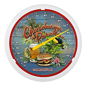 La Crosse Cheeseburger in Paradise 13.25-inch It's 5 O'Clock Somewhere Margaritaville Analog Dial Thermometer, Multi