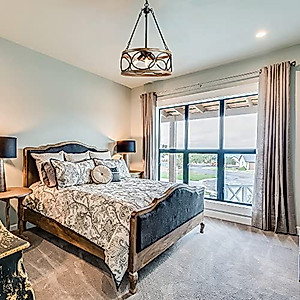 KSANA Farmhouse Drum Chandelier, Modern Faux Wood Light Fixture for Dining Rooms, Living Room, Bedroom and Foyer