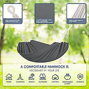 Gold Armour Hammock, Brazilian Style Hammock with Tree Straps for Hanging Durable Hammock, Portable Single Double Hammock for Camping Outdoor Indoor Patio Backyard (Dark Gray)