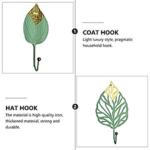 Cabilock Towel Hanger 2pcs Decorative Wall Mounted Hooks Leaf Shape Iron Hanging Hook Coat Hook for Living Room Bathroom Bedroom (Green) Metal Clothes Rack Heavy Duty