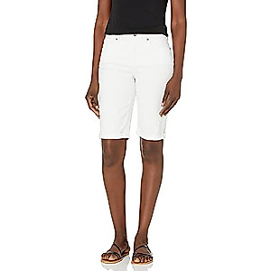 NYDJ Women's Briella Roll Cuff Jean Long Slimming Denim Shorts, Optic White, 14