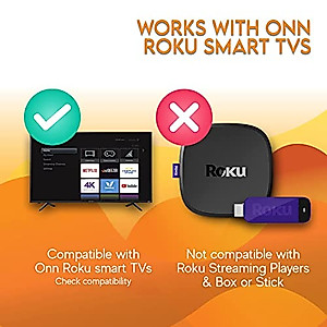 OEM Remote Control for ONN Roku TV No Pairing Includes Volume Control Buttons & Netflix, Disney+, Apple TV+, Hulu hotkeys (3226001051 ROKU) (Renewed)