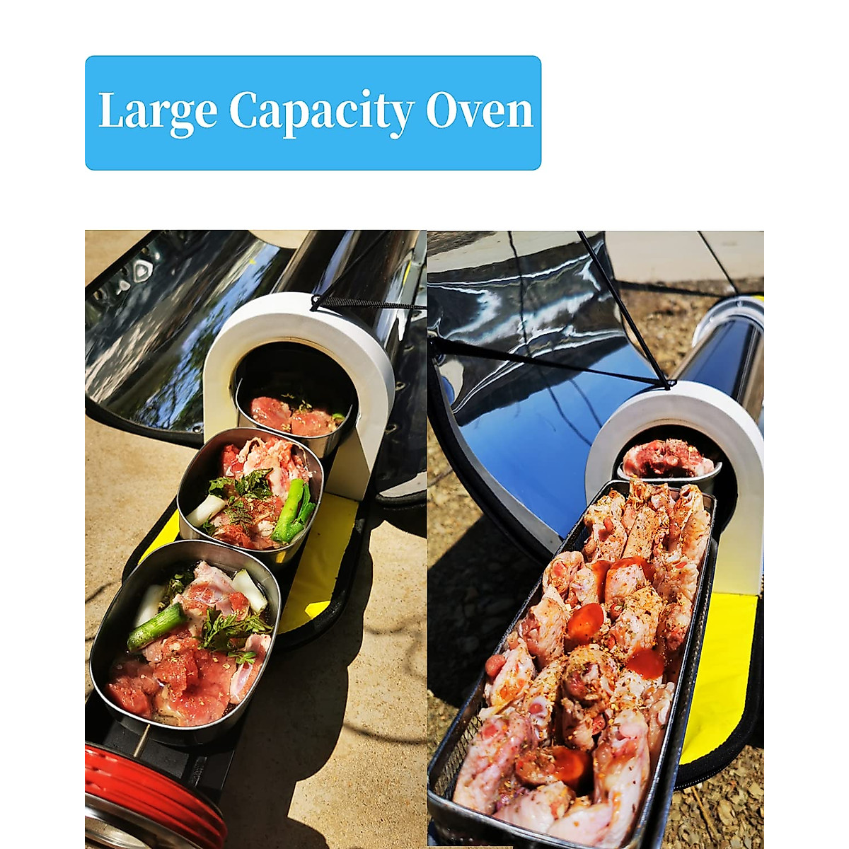 MrMapMax Solar Oven Portable Oven-4.5L Large Capacity Solar Cooker Outdoor Oven Camping Stove with Thermometer For 2-3 People Backpacking Hiking Family Party