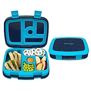 Bentgo Kids 5-Compartment Lunch Box - Confetti Design for School, Ideal for Ages 3-7, Leak-Proof, Drop-Proof, Dishwasher Safe, & Made with BPA-Free Materials (Confetti Edition - Abyss Blue)