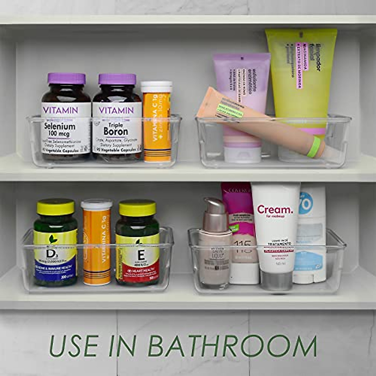 Acrimet Desk Drawer Organizer Box Tray Storage Bins Modular Divider for Home, Kitchen, Office and Storage (Clear Crystal Plastic) (4 Pack - 6.25" x 3.13" x 2.13")