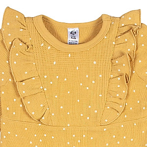 Gerber Baby Girls' Toddler Long Sleeve Dress with Ruffle Detail, Yellow Dots, 18 Months
